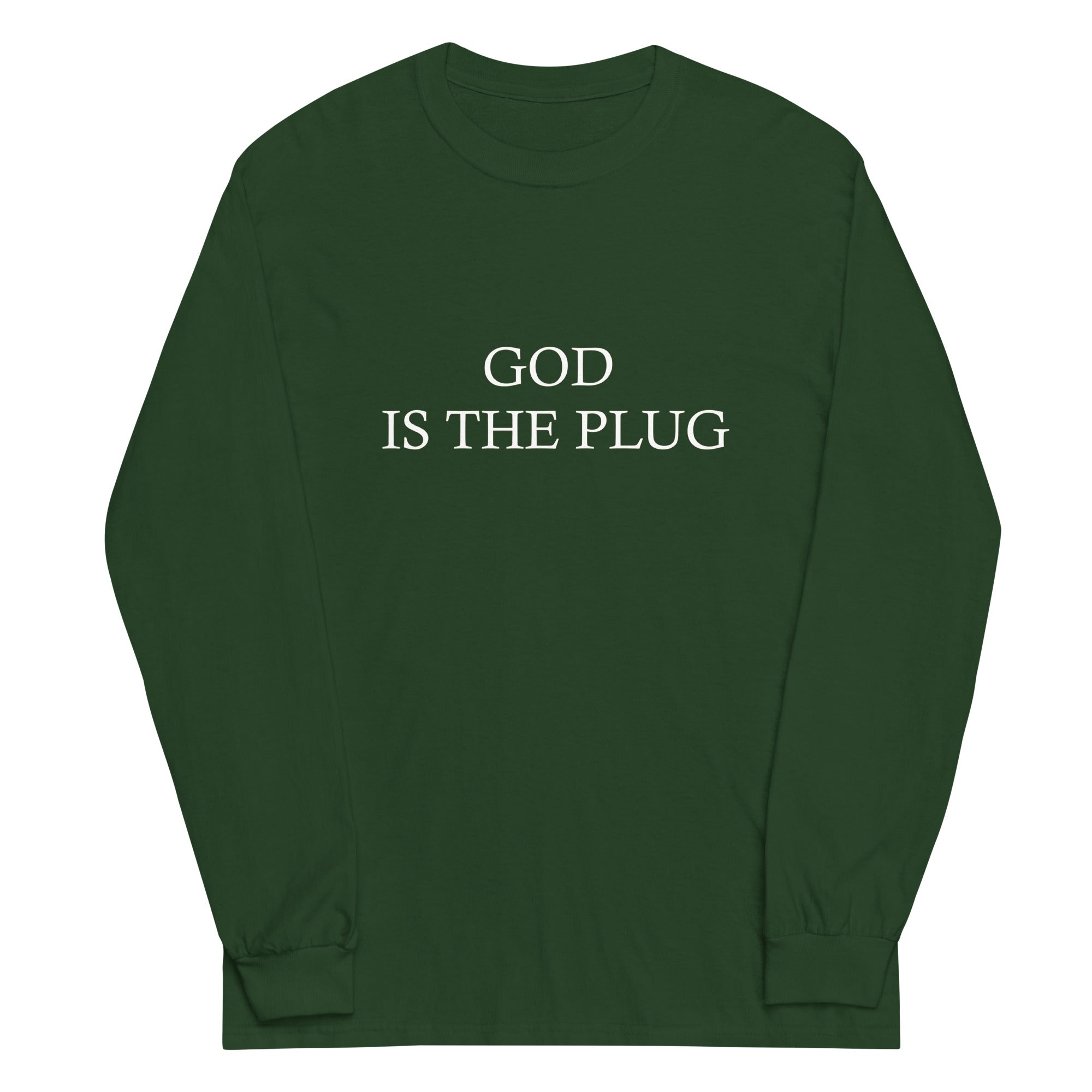 God Is The Plug Long Sleeve Print – Gold Encompass Clothing